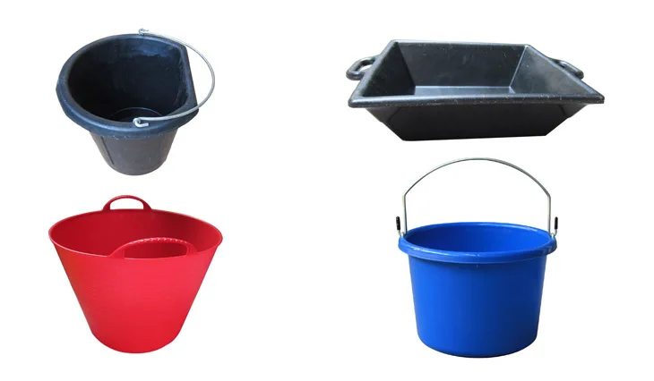 Rectangular Rubber Tubs - Durable 16L Buckets with Handles