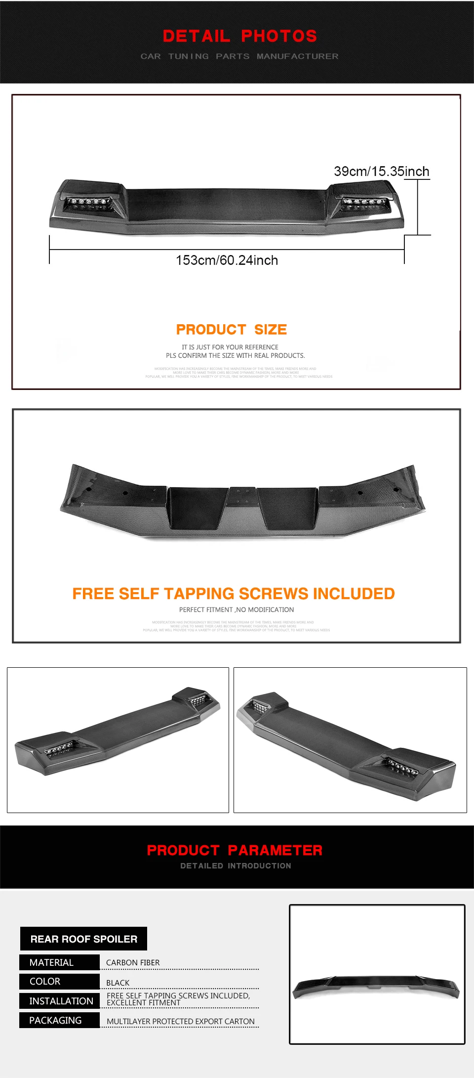 Mercedes Benz G Class G500 Roof Wing Spoilers - Carbon Fiber