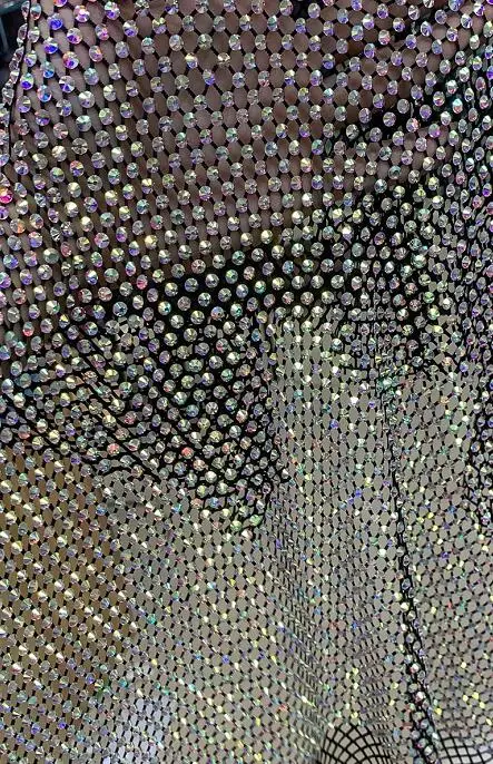 63'' Custom Luxury Fashion Black Grid With Ab Rhinestone Elastic Fabric ...
