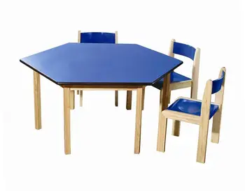 Children Nursery Big Wooden School Hexagon Tables For Kids Use - Buy ...