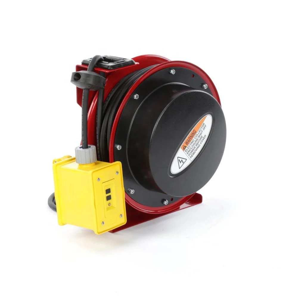 Dual Outlet Cable Reel Retractable Electric Spring Driven Cord Reel For ...