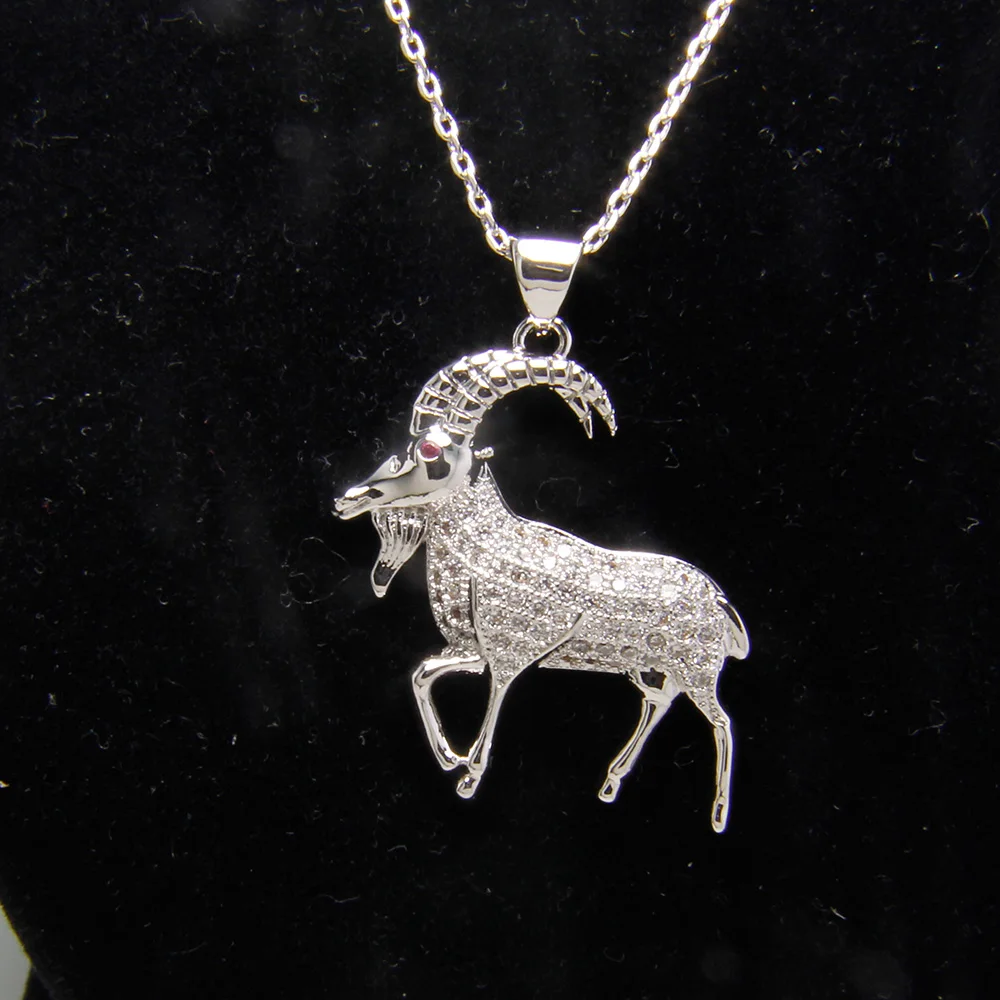 Fashion Goat Shape Rhinestone Long Chunky Chain Necklace Jewelry - Buy ...