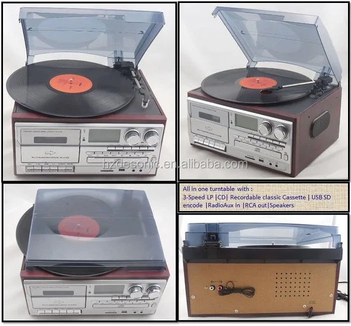 Multi turntable player&vinyl player with CD Player/USB/SD Record/AUX ...