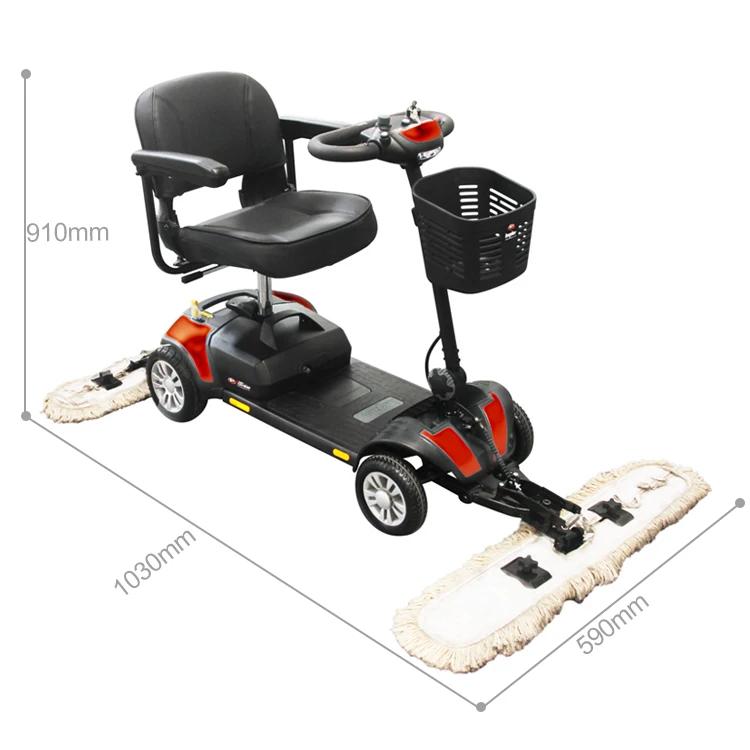 Electric Floor Cleaning Mobility Scooter With Pushing Driving Mop Dust ...