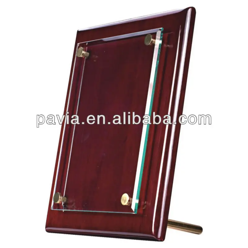 Custom Acrylic Shield with Trophy Pattern - Pavia Wood Plaque