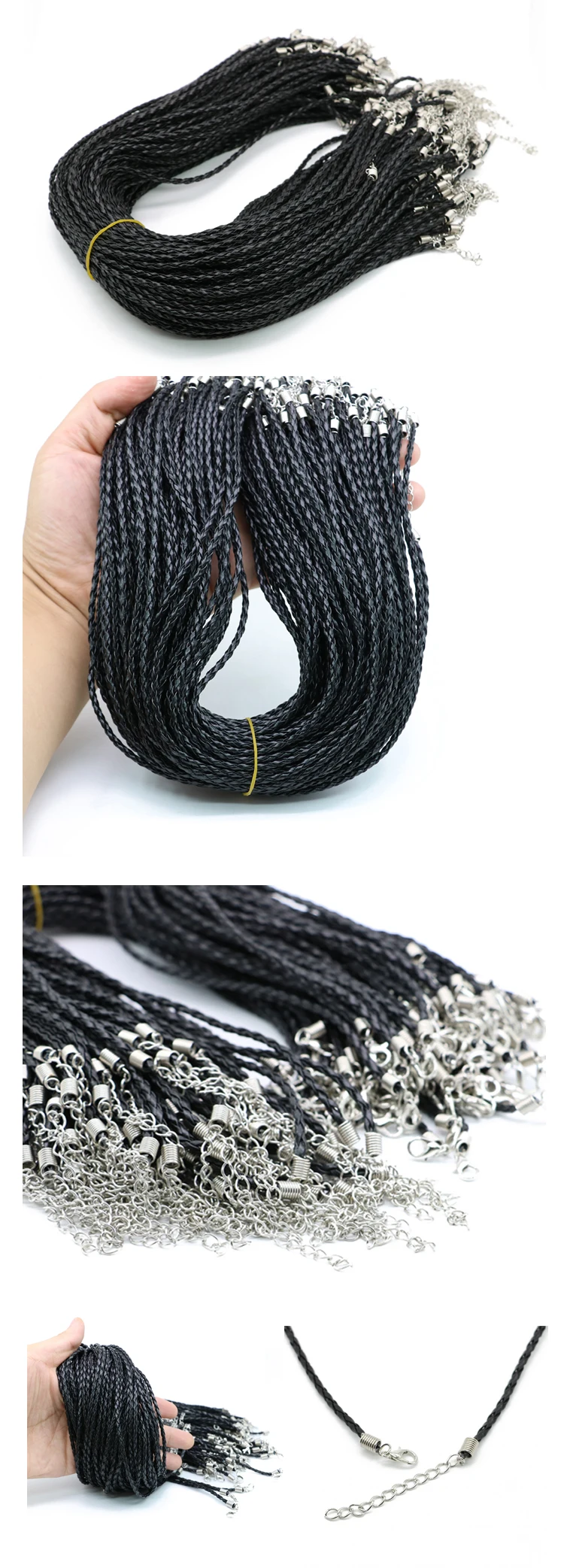 Braided Leather Cord Necklace 19inch With Lobster Clasp,Adjustable ...