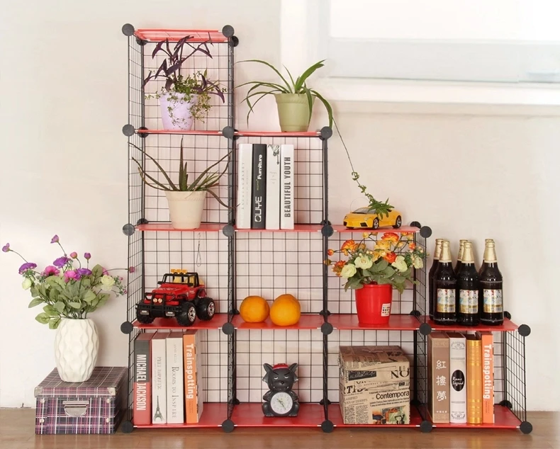 Mix-assemble Stackable DIY Grid Cube Wall Mounted Rack