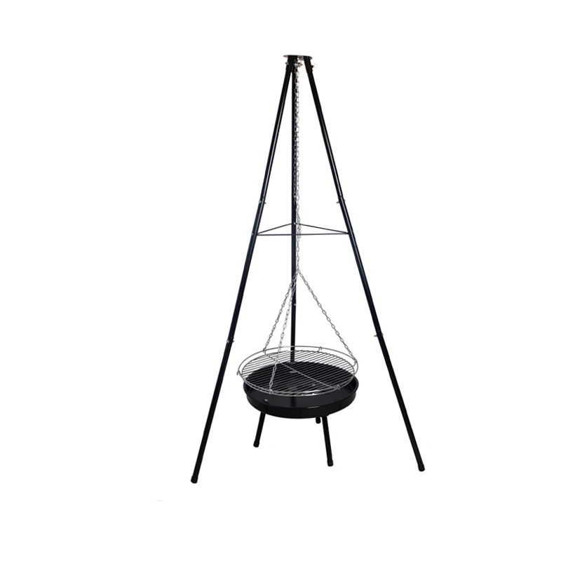 Serj Outdoor Black Vertical Adjustable Tripod Hanging Bbq Grill Hanging ...