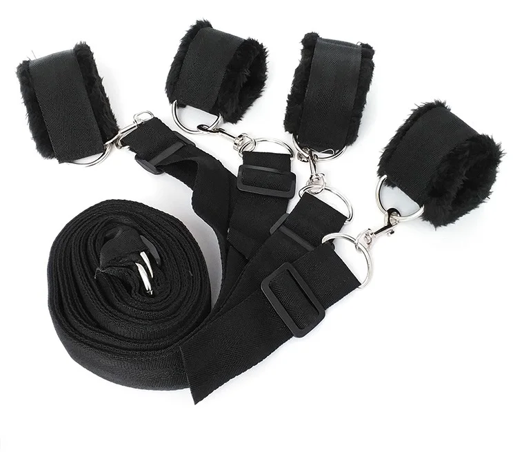 Bondage Fur Material Bed Restraint Kit with Universal Cuffs