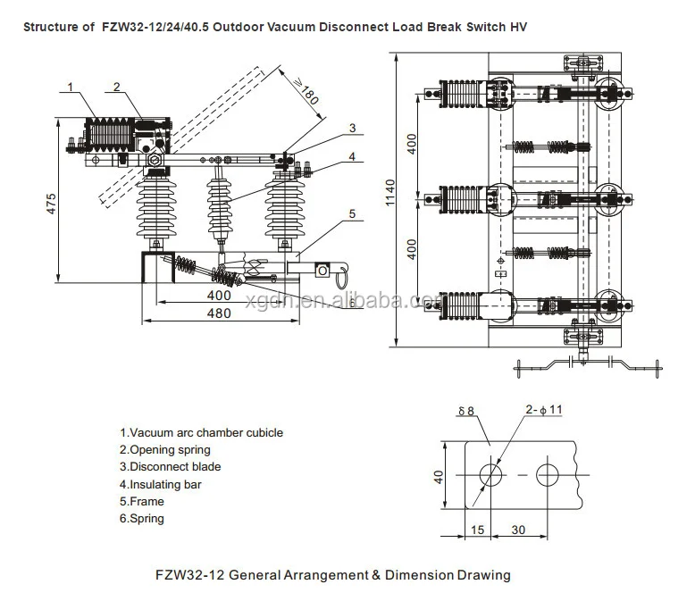 Fzw32-40.5 Outdoor Ac High Voltage Air Load Break Switch Load Isolators - Buy High Voltage Load ...