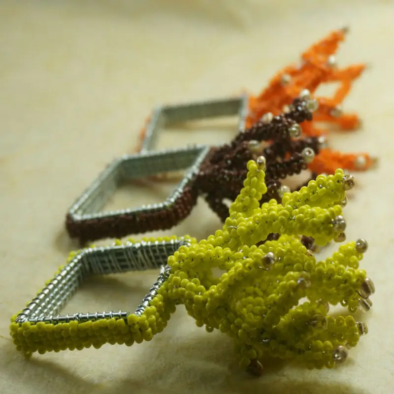 Coral Napkin Ring in Colors Glass Beads Napkin Holder