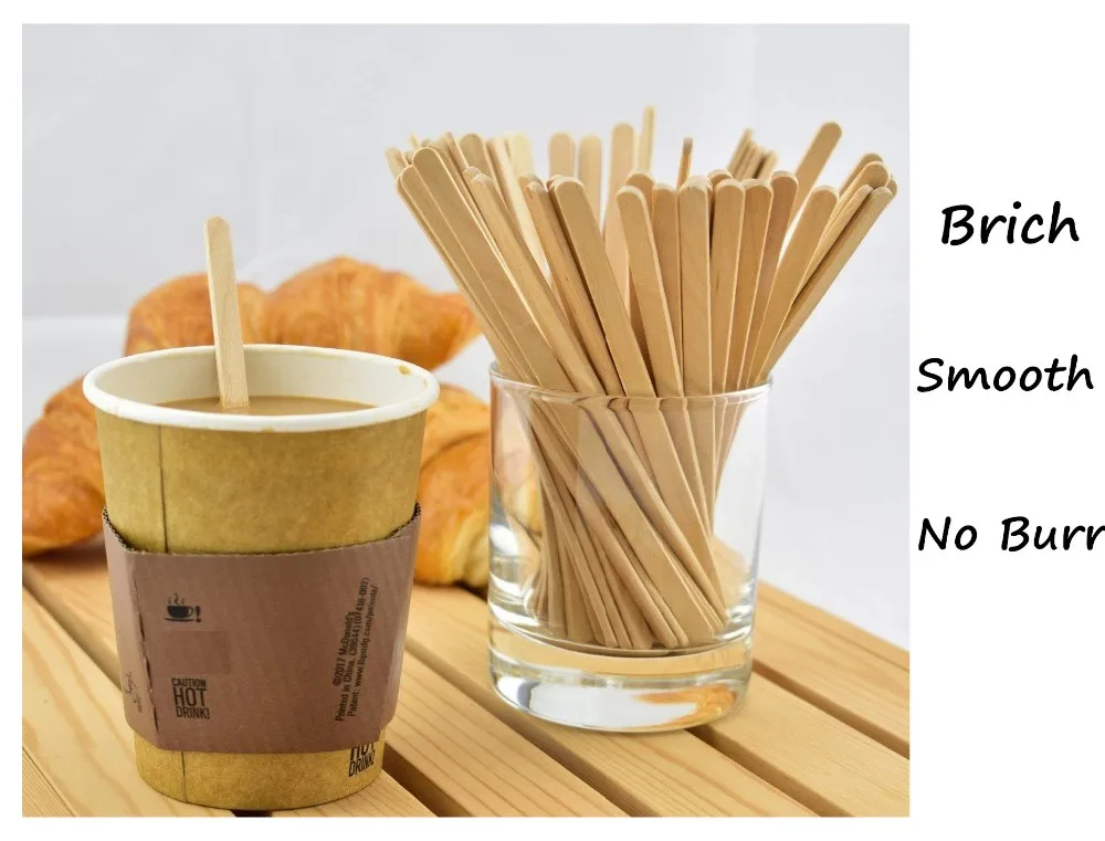 Disposable Eco-friendly Royal Branded Round Head Wooden Tea Coffee ...