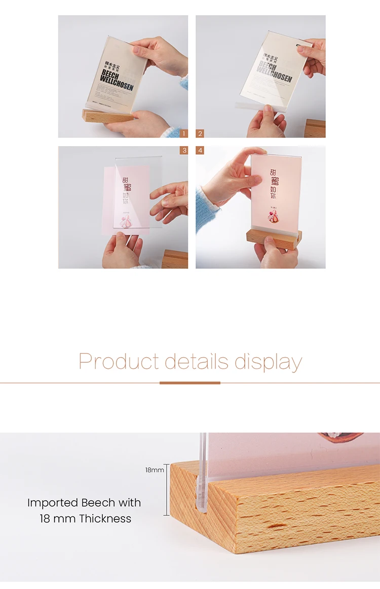 Din A4 A5 A6 Wooden And Acrylic Material T Shaped Double Side Vertical ...