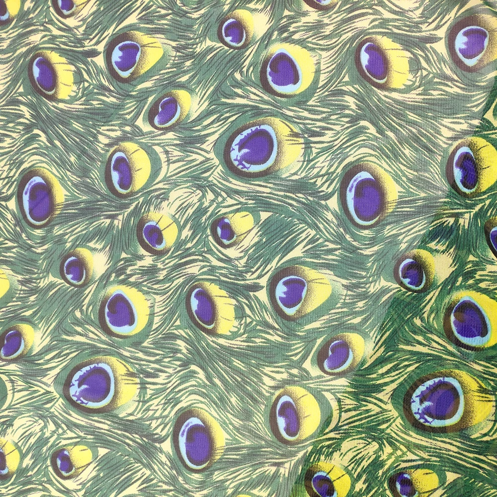 2021 Fashion Peacock Feather Printing 100% Polyester Mesh Fabric For ...