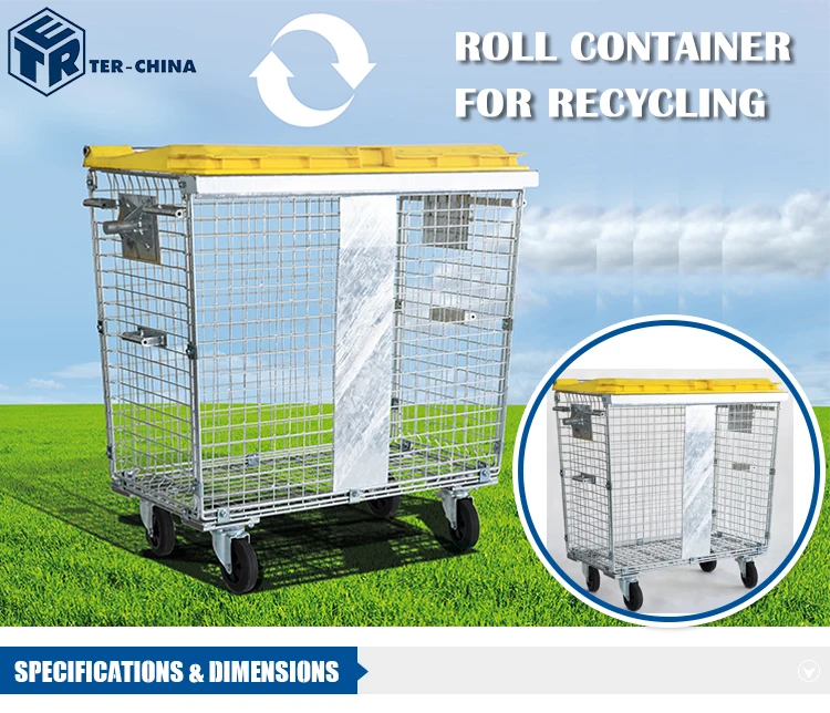 Galvanized Steel Garbage Roll Cage - Light Duty & Durable
