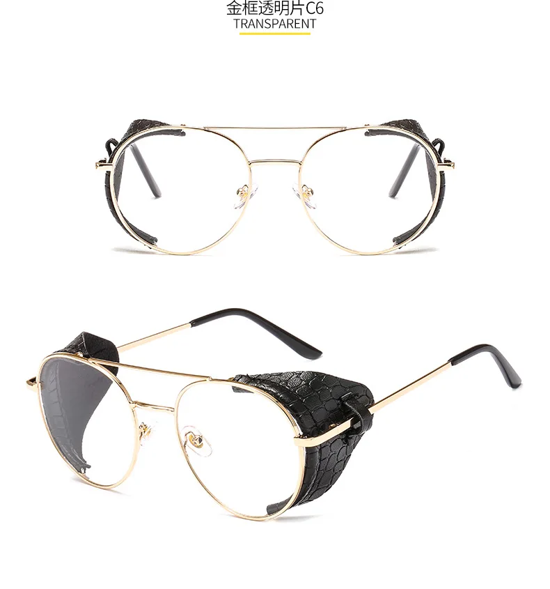 Jh8025 Retro Leather Side Shield Vintage Steampunk Women Man Punk ...