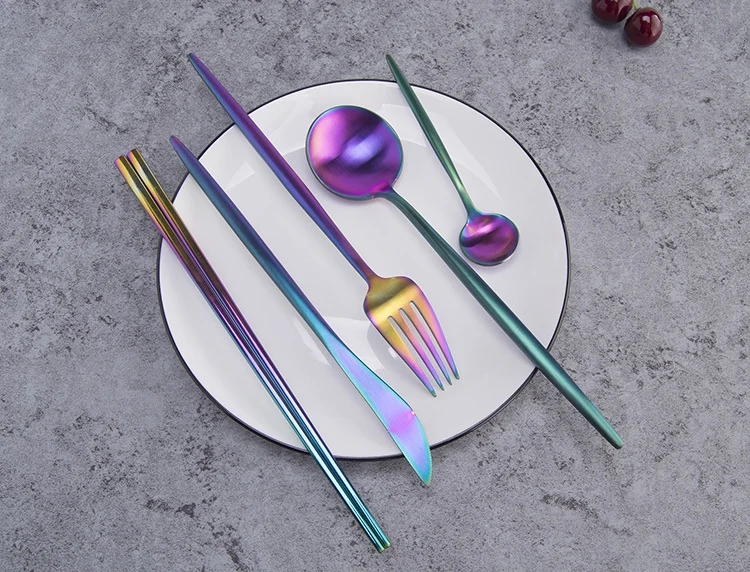 Nice Rainbow Pvd Coating Cutlery,Elegant Stainless Steel Cutlery Set ...