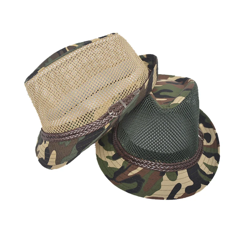 Army Camo Air-vents Mesh Fedora Hat With Braid - Buy Camouflage Fedora ...