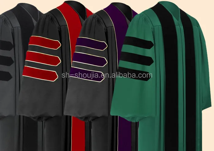 Academic Doctoral Gown with Red Front Panel - Unisex
