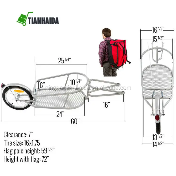 Single-wheel Solo Bicycle Cargo Bike Trailer - BCT-8002