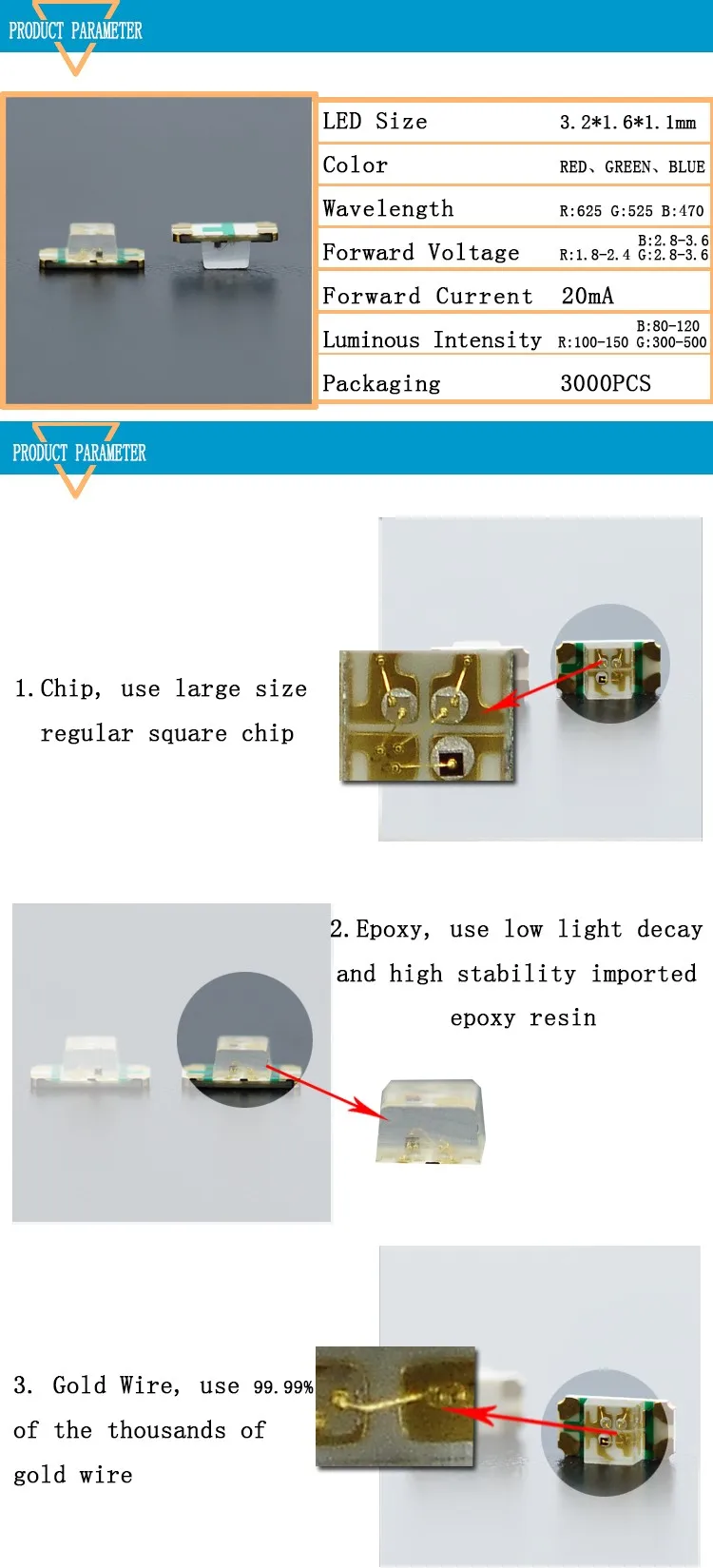 Side View 1206 Rgb Led Led Smd 1206 Rgb - Buy Side View 1206 Rgb Led ...