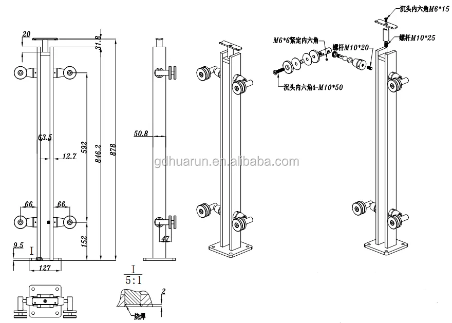 French Prefabricated Curved Terrace Glass Railing System