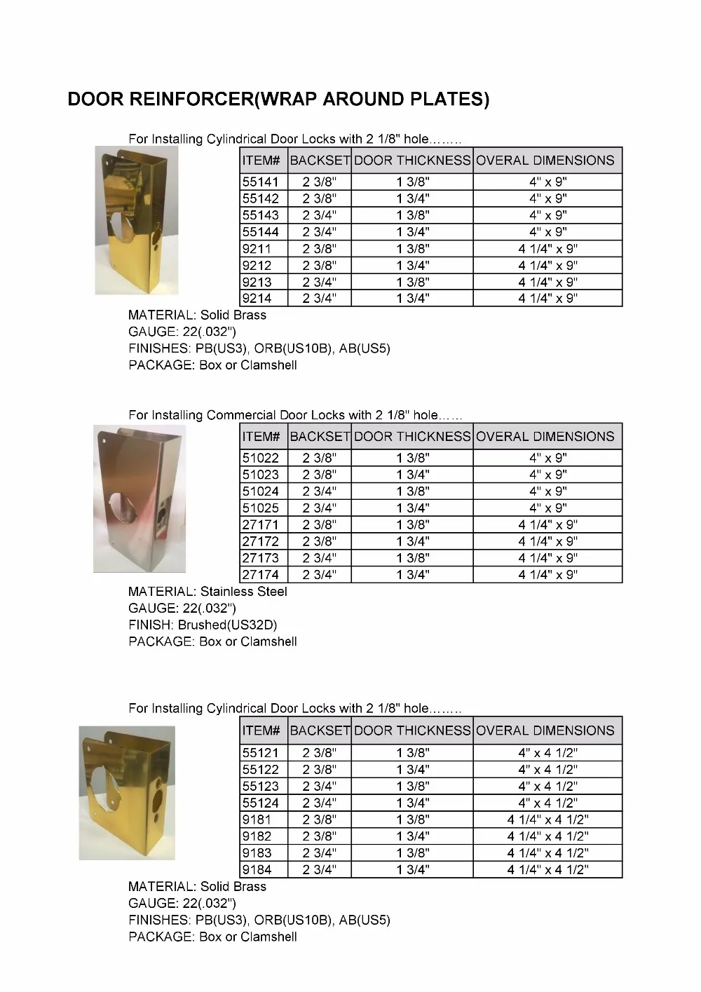 Wrap Around Door Reinforcement Plate