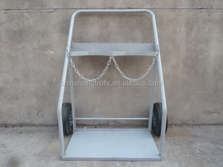 O2 And Co2 Gas Cylinder Cart Hand Push Trolly With Two Tanks For Export ...