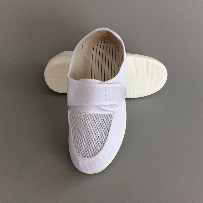 White Blue Esd Canvas Mesh Pvc Bottom Antistatic Cleanroom Shoes - Buy ...