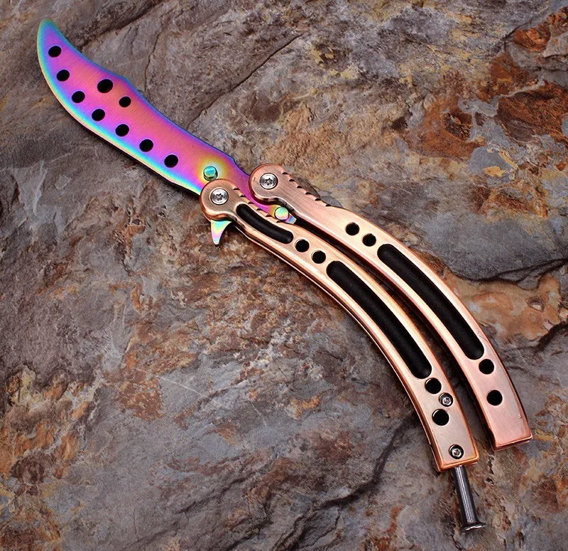 Rainbow Balisong Cs Go Trainer Knife Practice Training Dull Knife From ...