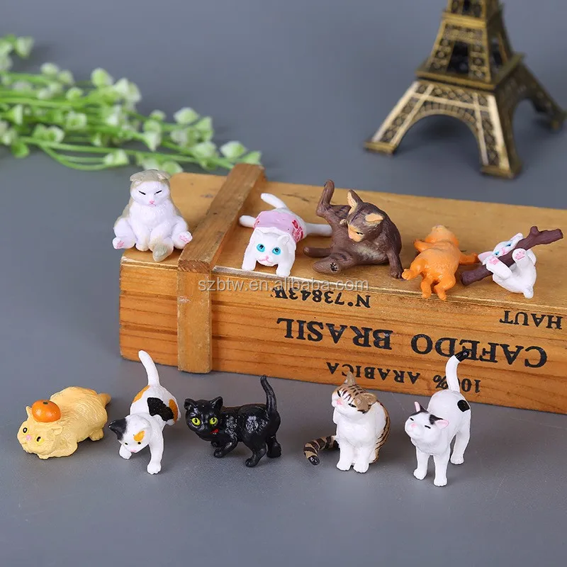 10pcs Cute Cat Action Figures Toys Pvc Cartoon Animal Mini Cat Doll ...