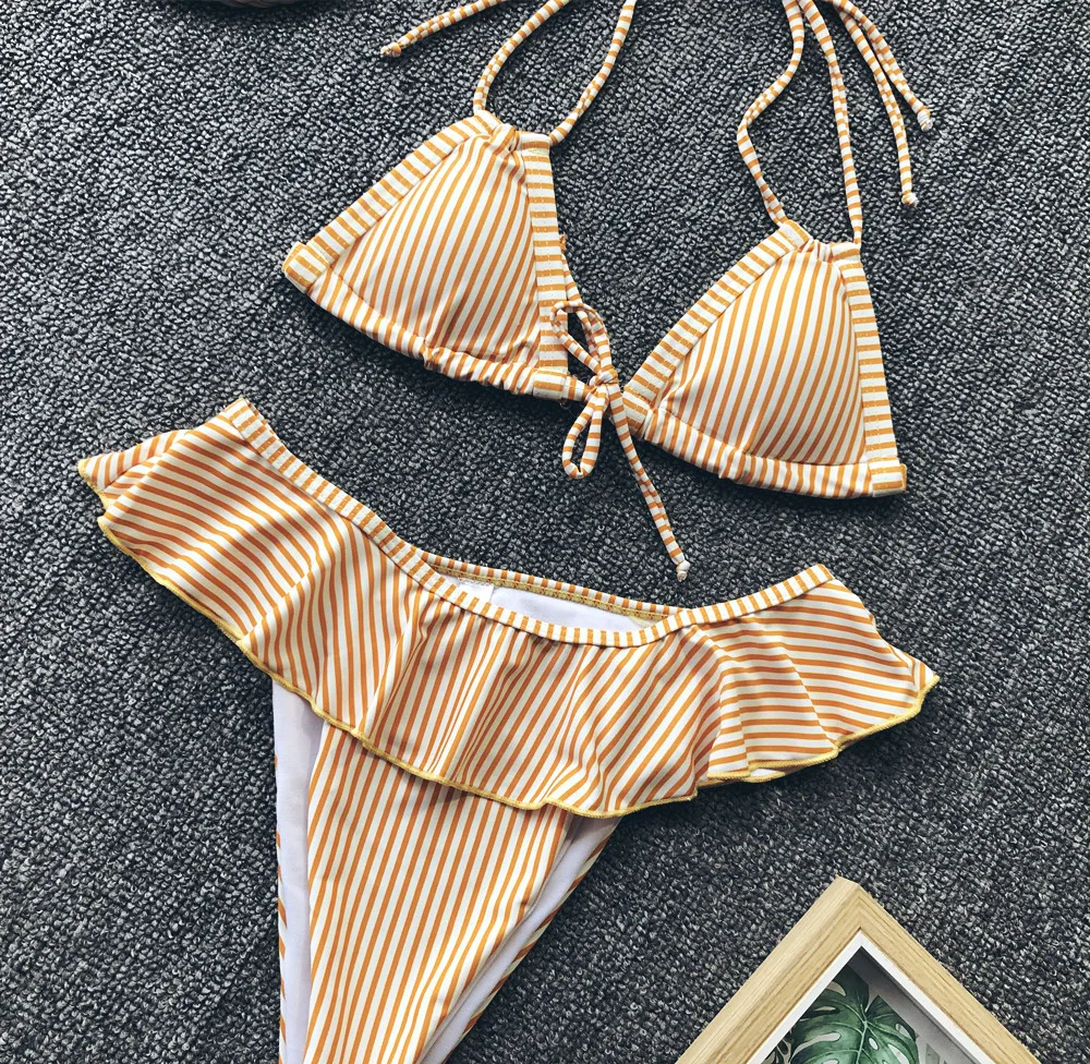 In Stock Striped Swimwear Summer Beach Women Sexy Bikini Two Piece ...