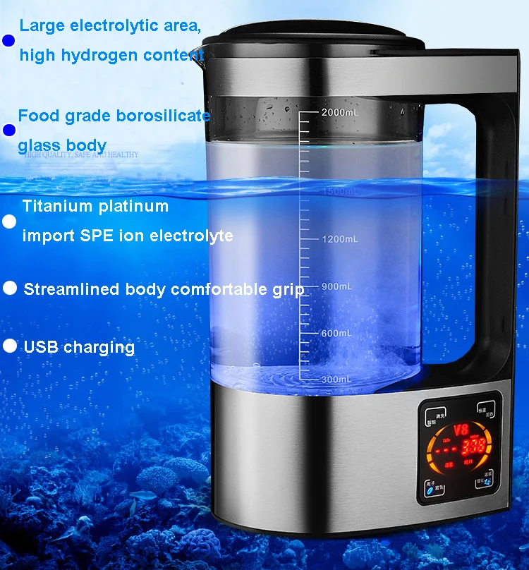 2L Active Hydrogen Rich Water Generator - Pure H2 Alkaline