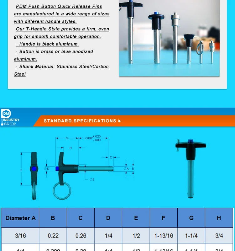 Stainless Steel T Handle 10 Mm Lock Ball Pin Quick Release Pin Ball ...