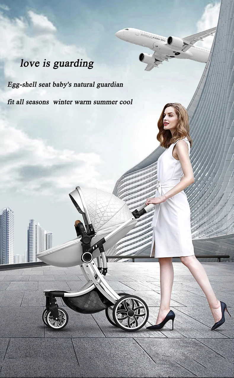 Luxury Strollers High View Egg Shell Shape Baby Pram Stroller 3 In1 ...