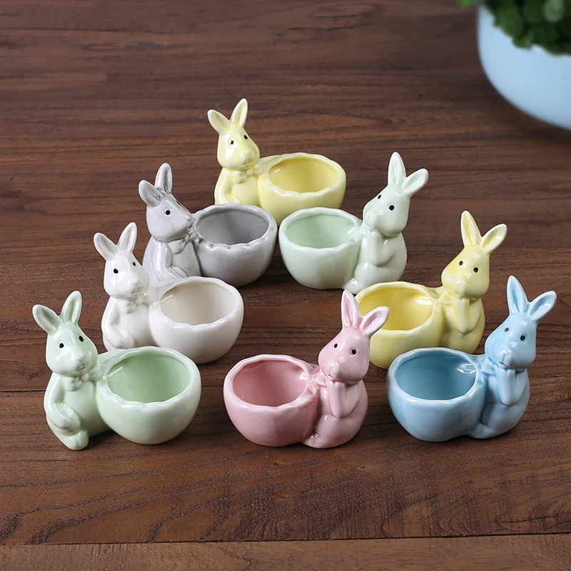 Garden Decor Easter Rabbit Ceramic Small Planter Pots - Buy Small ...