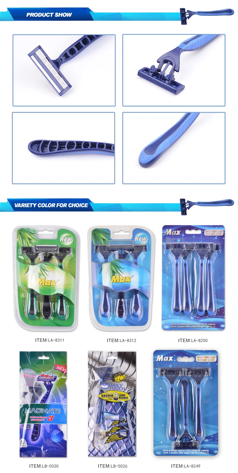 Polybag Package Razor Blade Triple Razor - Buy Razor Blade,Flexible ...