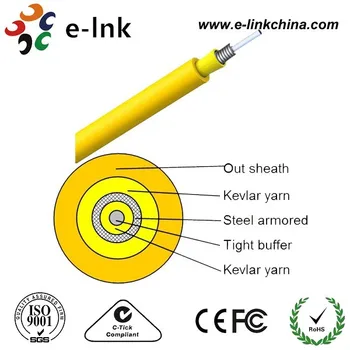 G.652/g.653/g.654/g.655 Single Mode 0.6 Mm Tight Buffer Indoor Armored ...