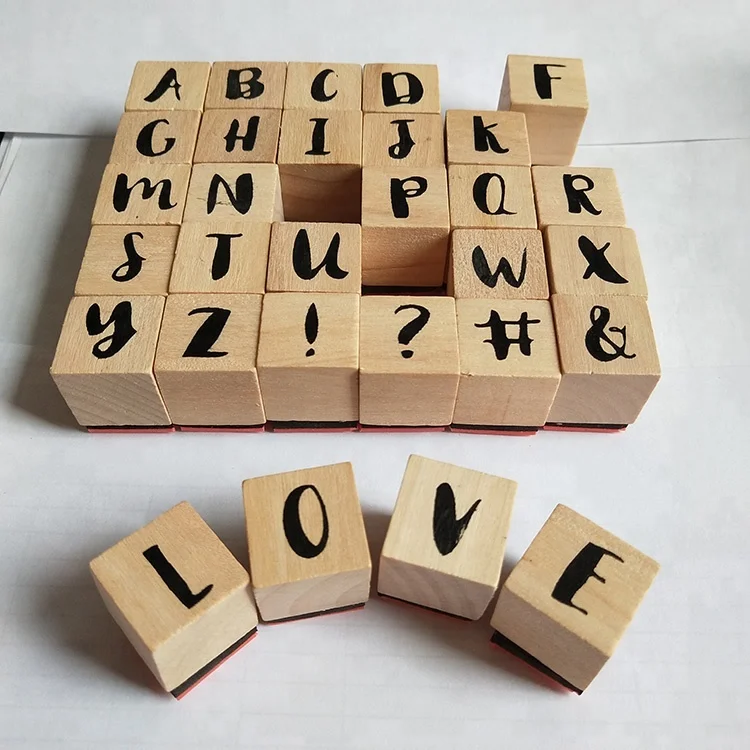 30pcs Self Inking Alphabet Rubber Wooden Stamps English Letter Kids ...
