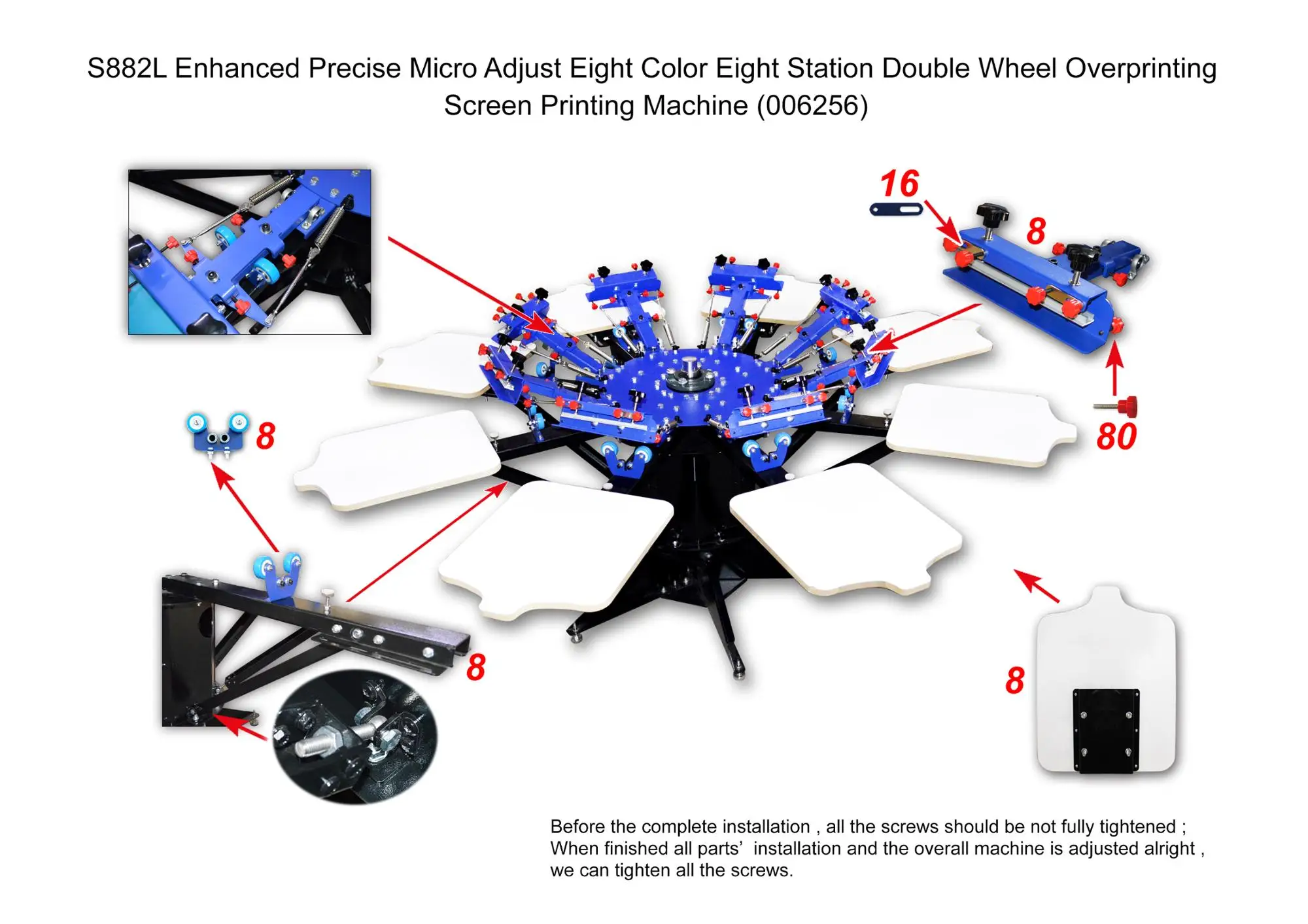 S882l Enhanced Precise Micro Adjust Eight Color Eight Station Double ...