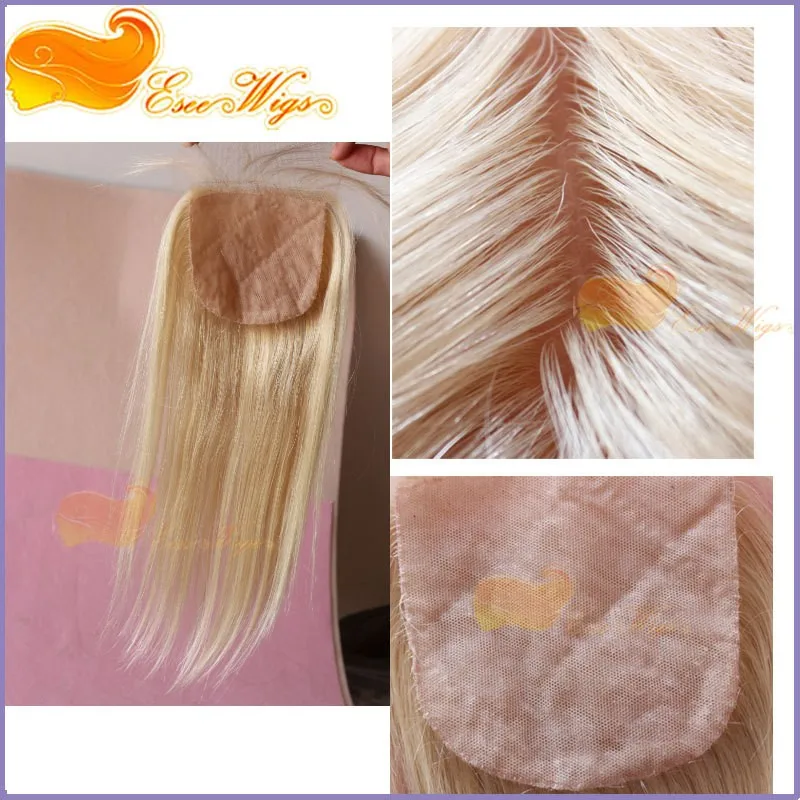 Factory Wholesale Blonde Silk Base Closure Straight 613# Color 3 ...