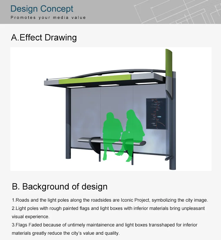 Modern Metal Aluminum Frame Bus Info Route Bus Station Shelter With ...