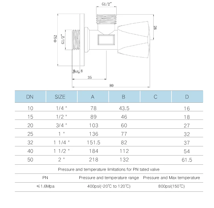 Junxiang Multi-turn Angle Stop 1/2" X 3/8",Chrome Brass Angle Valve ...