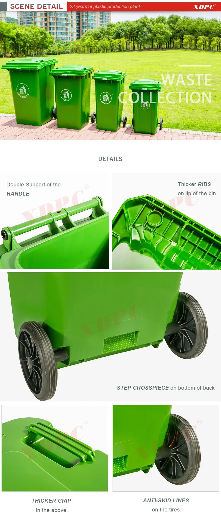 Europe 240l 120l Oem Plastic Wheeled Dustbin Trash Waste Container ...