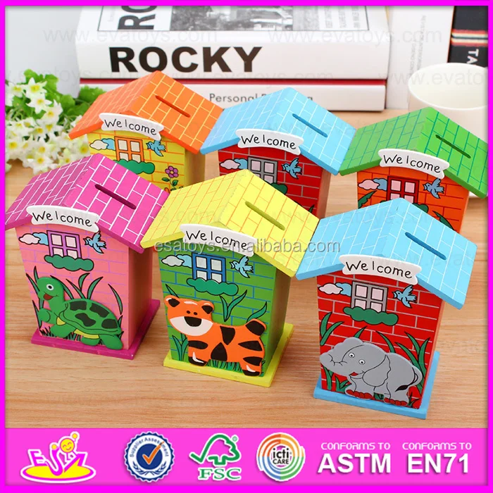 New Wooden Saving Box For Kids,Wooden Toy Money Saving Box For Children ...