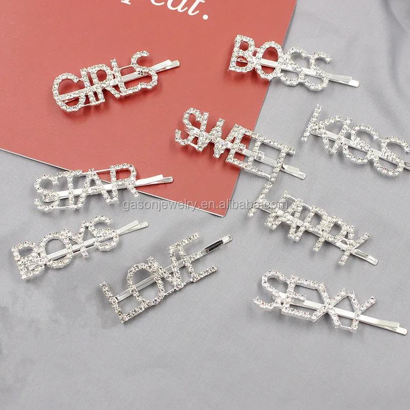 FREE CUSTOM Gold Black Silver Words Pearl Hair Pins Alphabet Pearls ...