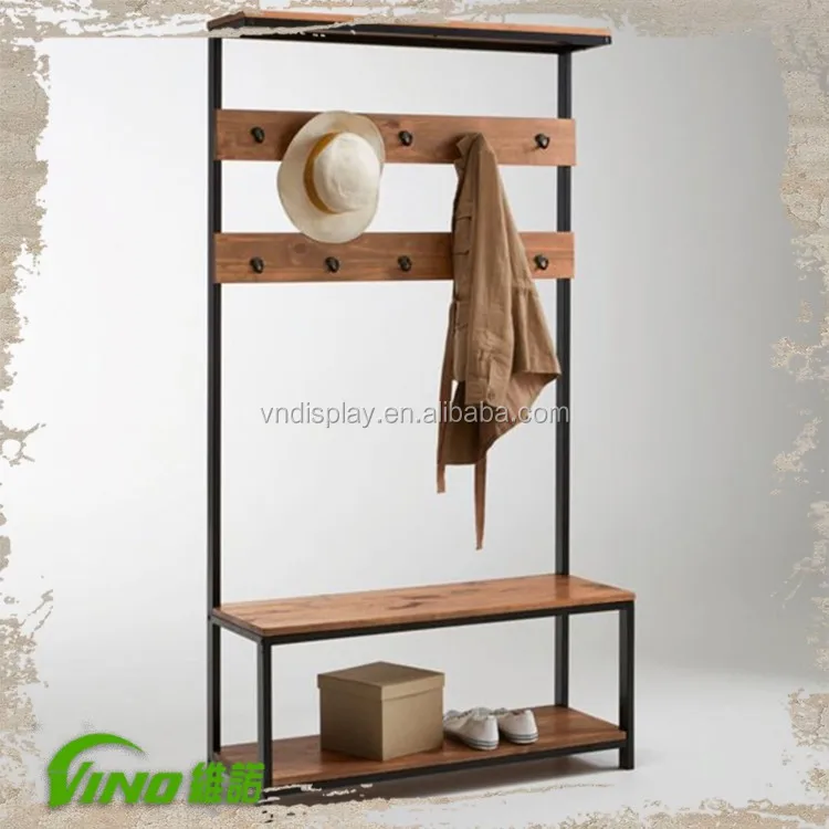 Rustic Wood Clothing Display Stand,Shabby Chic Cloth Rolling Cart ...