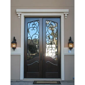 Luxury Front Iron Grill Door Design Wrought Iron Double Door - Buy ...
