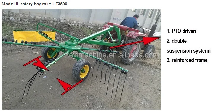 2.5m Tractor 3 Point Mounted PTO Rotary Hay Rake - High Productivity