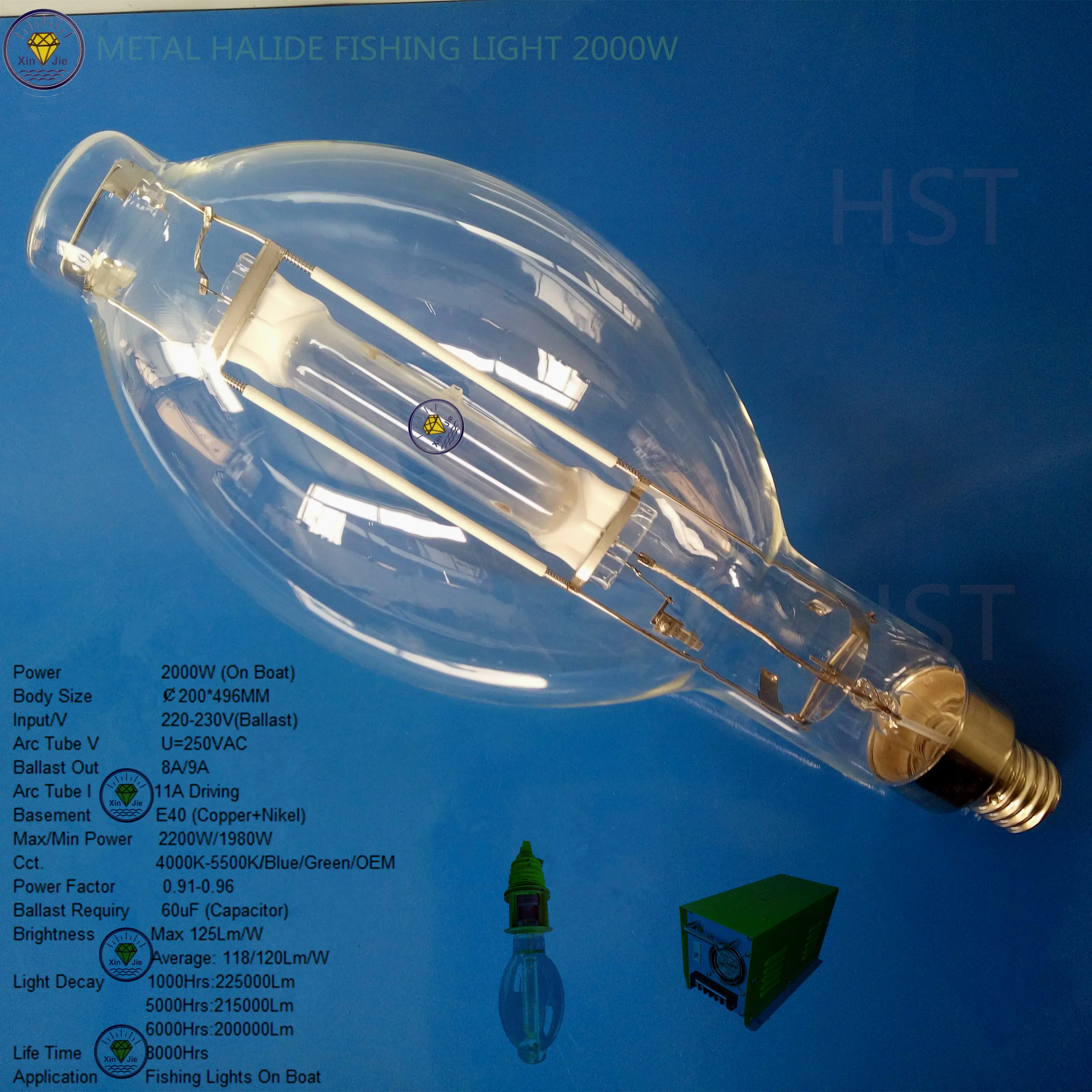 Bt200 2000w Green Metal Halide Lamp Fishing Light Over Water Fishery ...